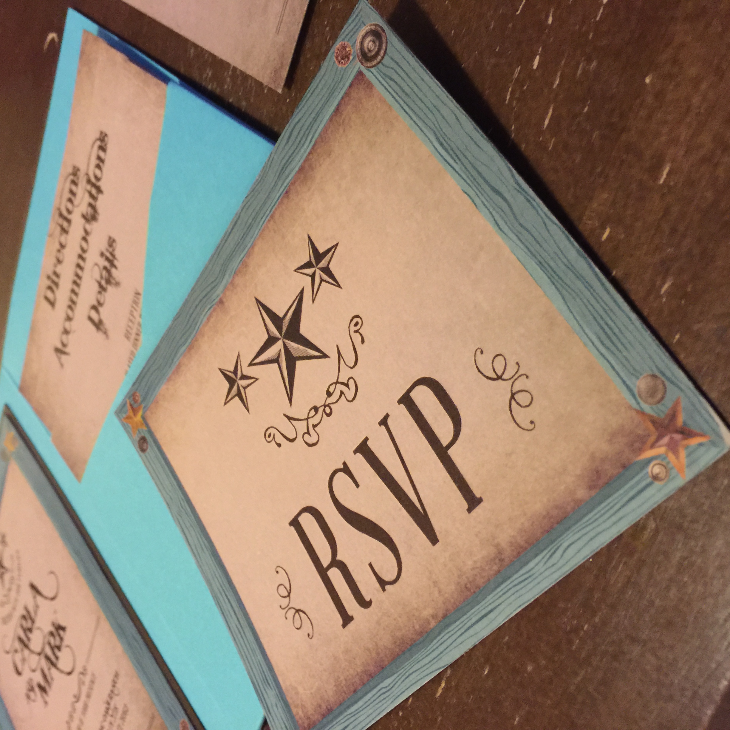 Turquoise Brown Western Bridal Invitations Glamorous Indian Fusion