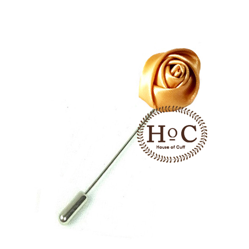 Collar Bar Lapel Pin Bros Jas Wedding Best Man FLOWER SATIN GOLDEN ...